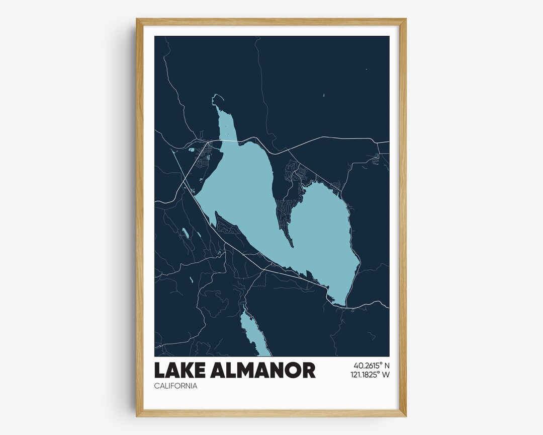 Lake Almanor Map Print, California Wall Art, Lake Almanor CA Poster - Etsy