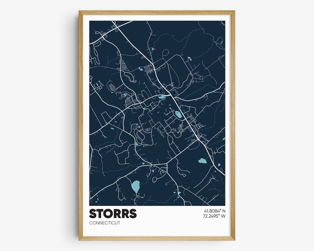 Storrs Map Print, Connecticut Wall Art, Storrs CT Poster, Graduation ...