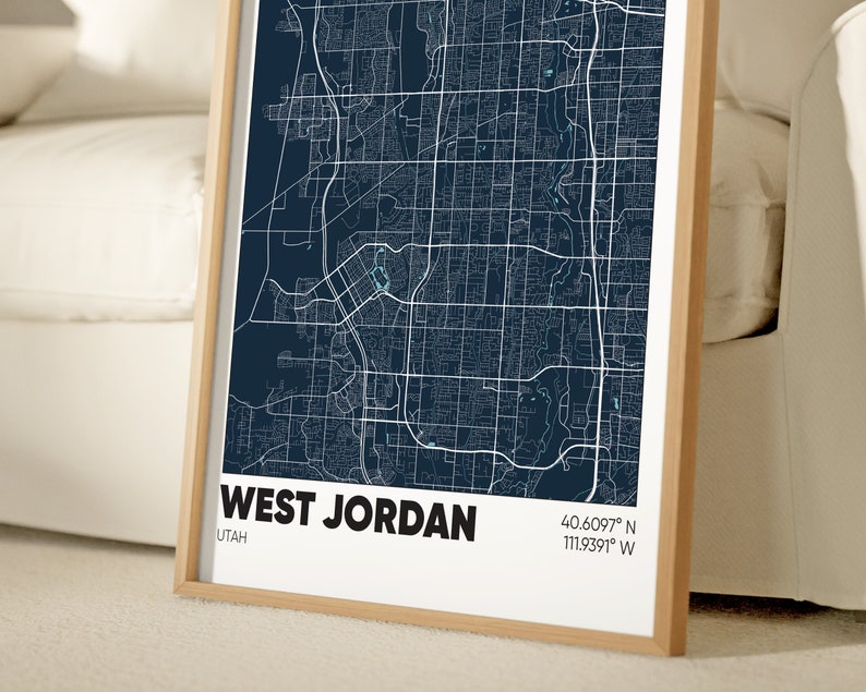 West Jordan UT Map Print, Utah Wall Art, West Jordan UT Poster - Etsy
