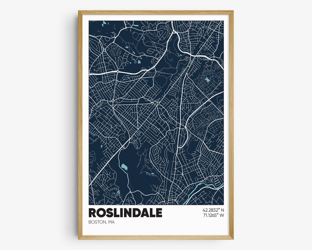 Roslindale Boston Map Print, Massachusetts Wall Art, Boston ...