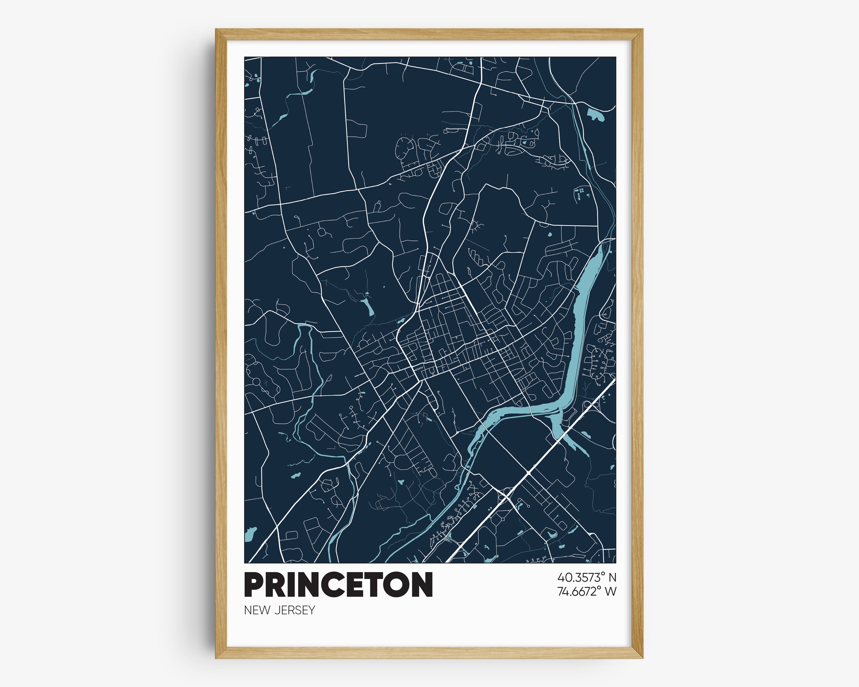 Princeton Map Print, New Jersey Wall Art, Princeton NJ Poster - Etsy