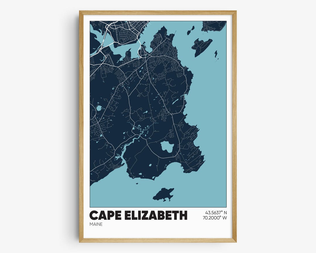 Cape Elizabeth Map Print, Maine Wall Art, Cape Elizabeth ME Poster - Etsy