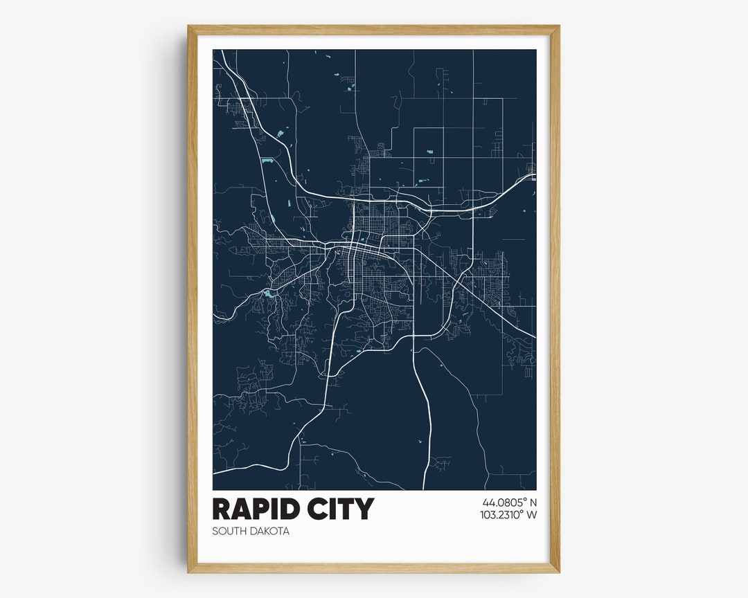 Rapid City Map Print, South Dakota Wall Art, Rapid City SD Poster - Etsy