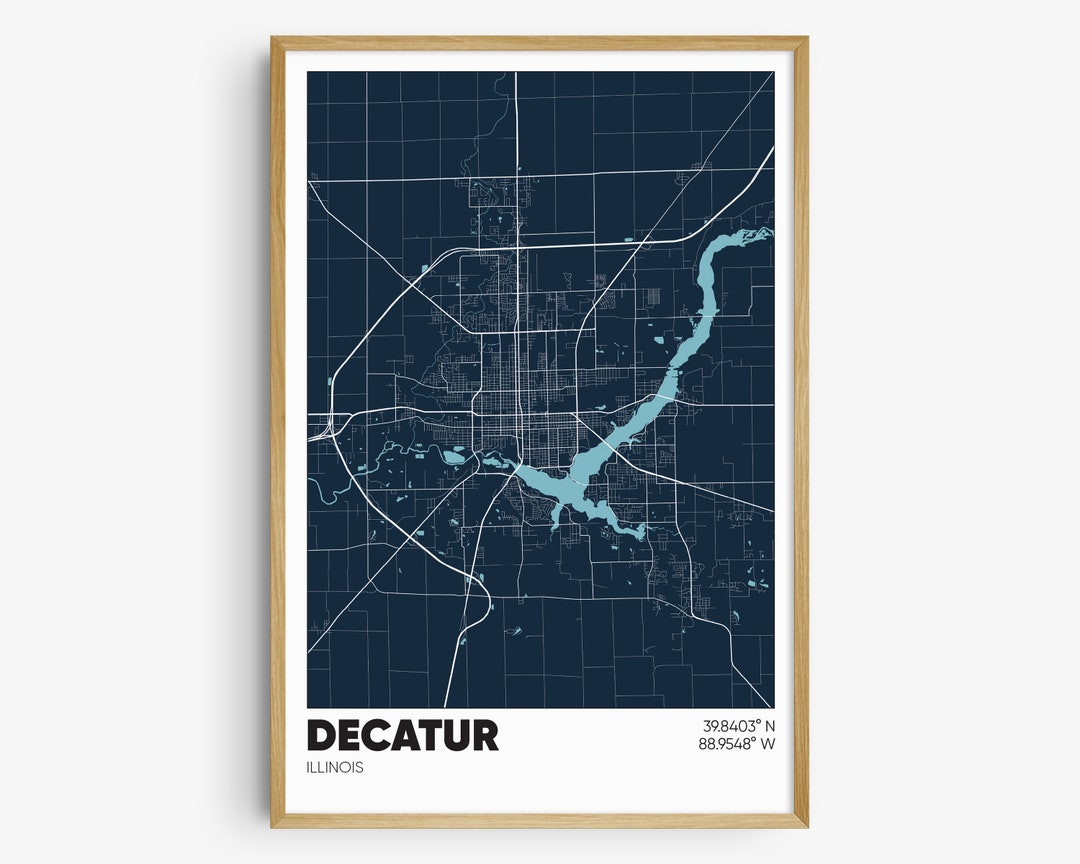 Decatur IL Map Print, Illinois Wall Art, Decatur IL Poster - Etsy