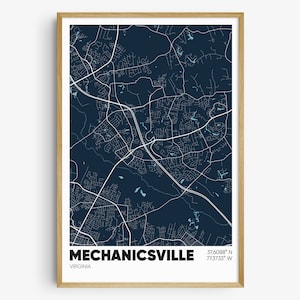 Mechanicsville Map Print, Virginia Wall Art, Mechanicsville VA Poster ...