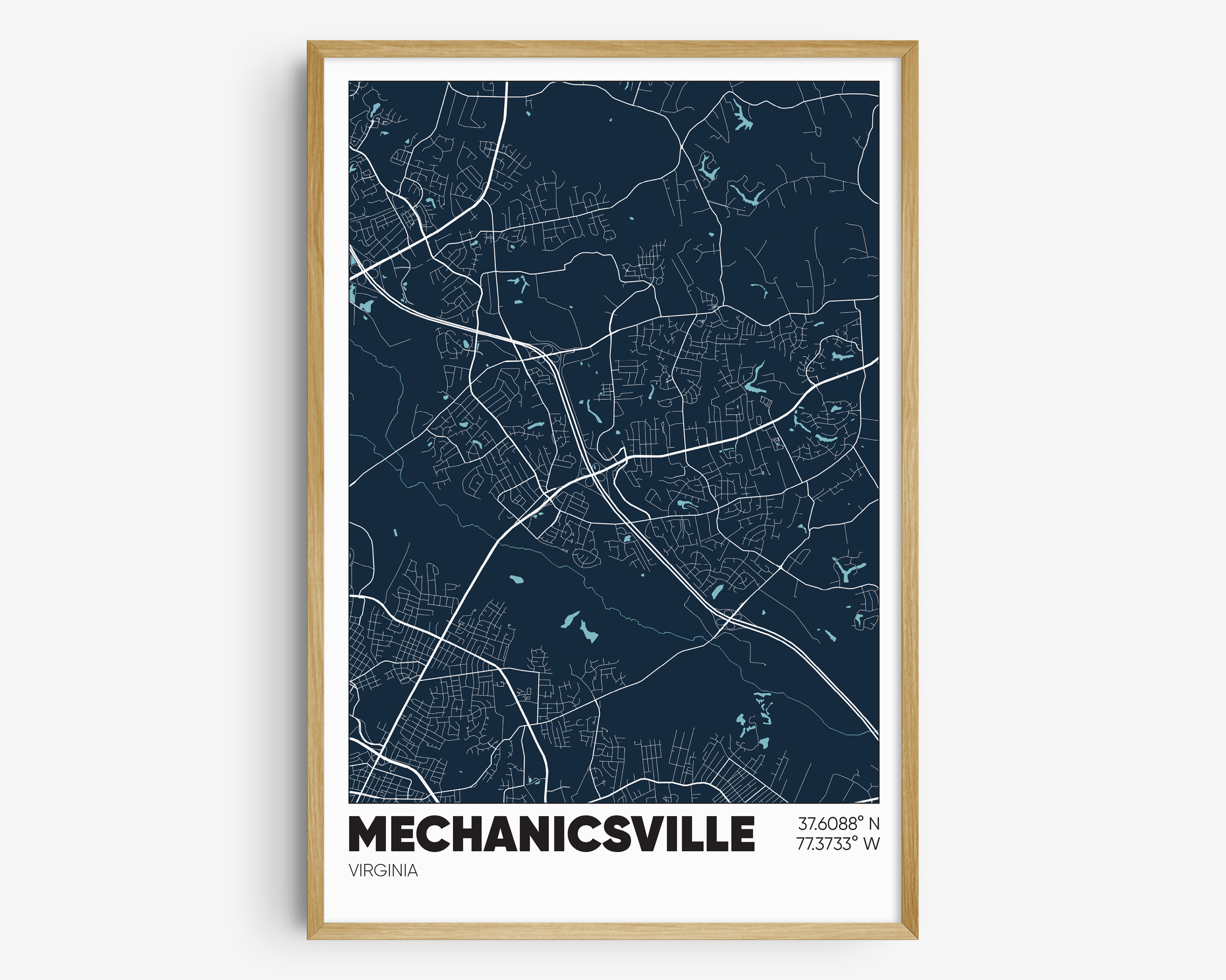 Mechanicsville Map Print, Virginia Wall Art, Mechanicsville VA Poster ...
