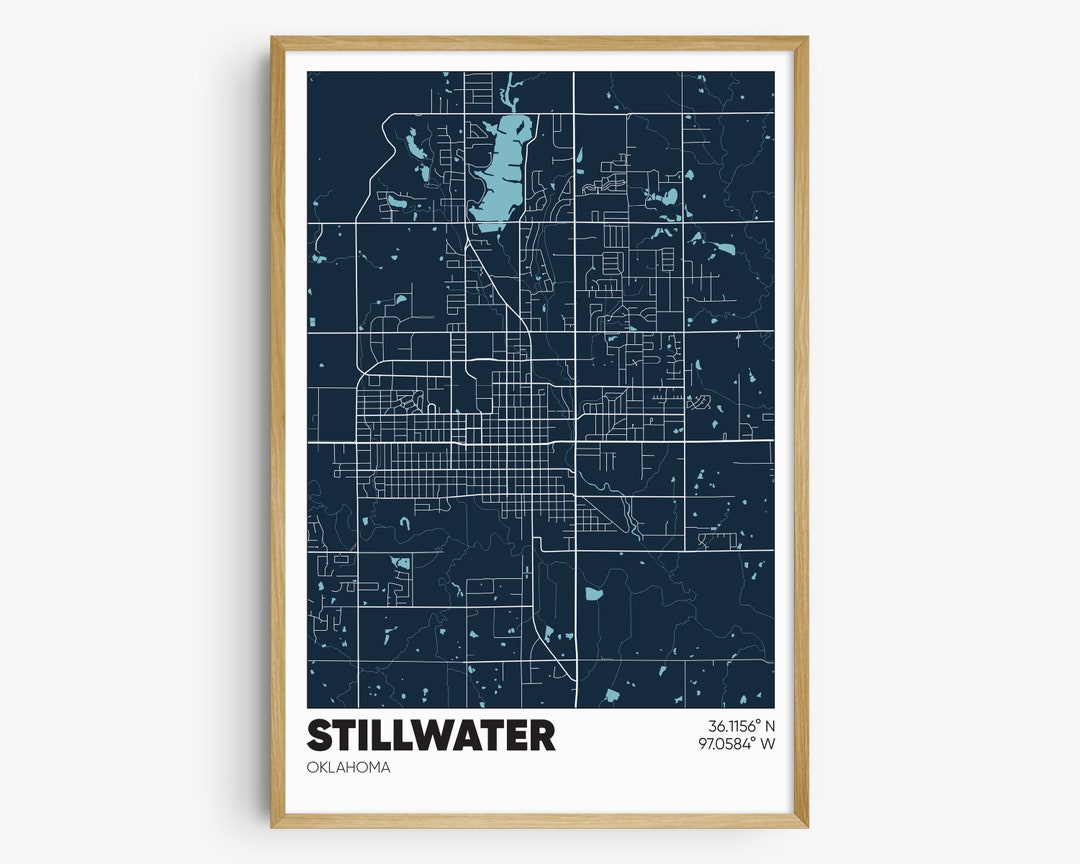 Stillwater Map Print, Oklahoma Wall Art, Stillwater OK Poster - Etsy