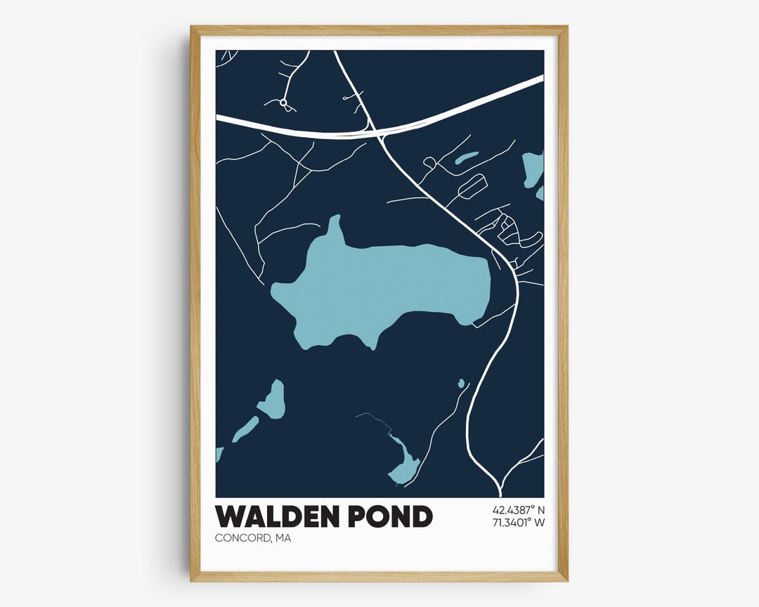 Walden Pond Map Print, Massachusetts Wall Art, Walden Pond Concord MA Poster - Etsy