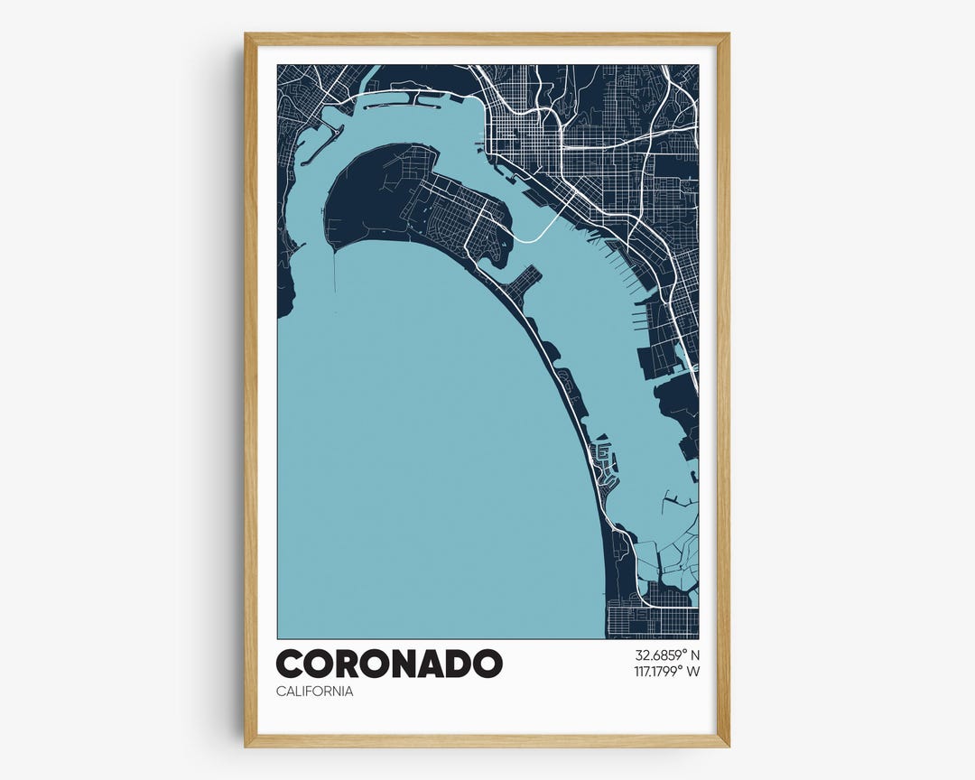 Coronado Map Print, California Coast Wall Art, Coronado CA Poster - Etsy