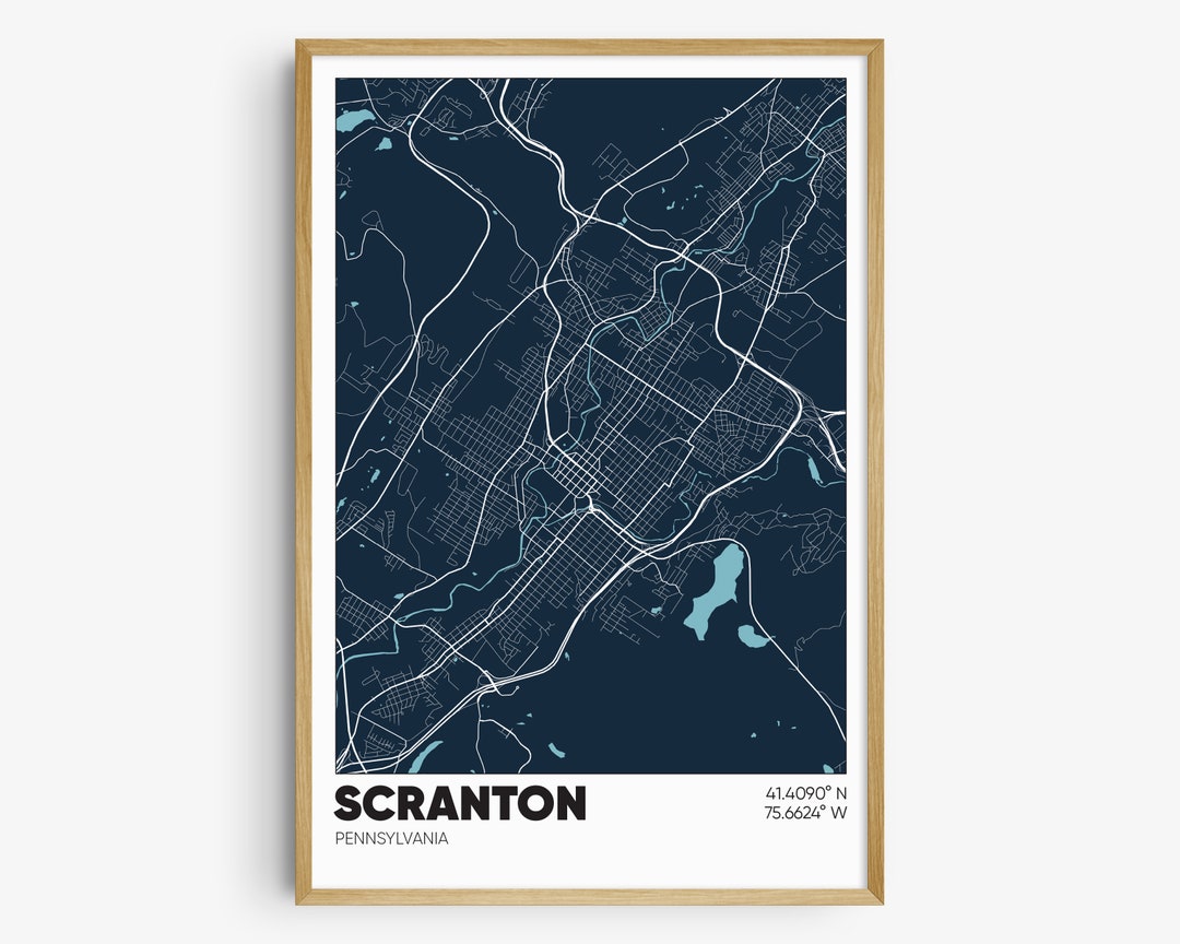 Scranton Map Print, Pennsylvania Wall Art, Scranton PA Poster - Etsy