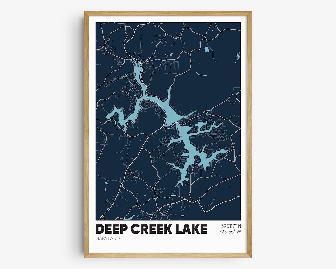 Deep Creek Lake Map Print, Maryland Wall Art, Deep Creek Lake MD Poster ...