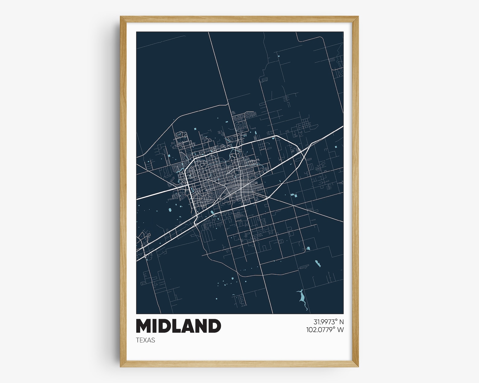Midland TX Map Print, Texas Wall Art, Midland Texas Poster - Etsy