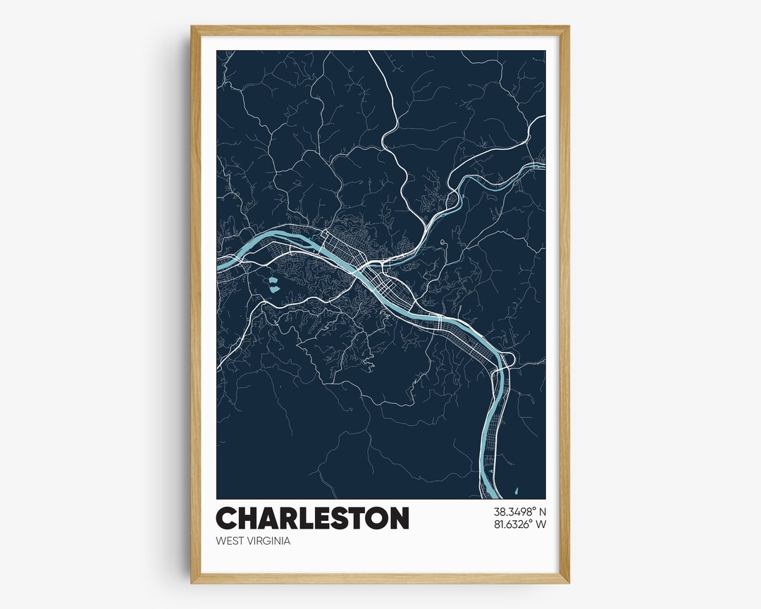 Charleston WV Map Print, West Virginia Wall Art, Charleston WV Poster ...