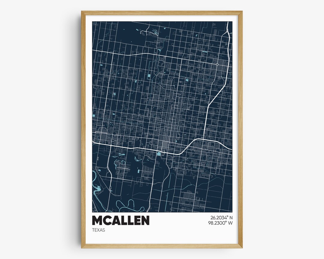 Mcallen Map Print, Texas Wall Art, Mcallen TX Poster - Etsy