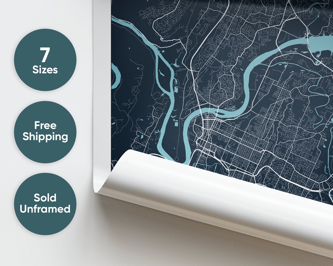 Chattanooga Map Print, Tennessee Wall Art, Chattanooga TN Poster - Etsy