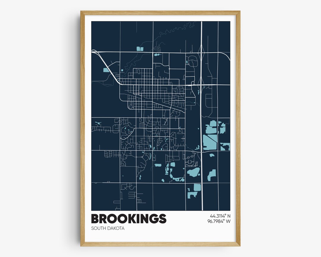 Brookings Map Print, South Dakota Wall Art, Brookings SD Poster - Etsy