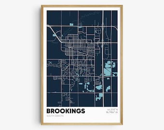 Brookings Map Print, Brookings Map Poster Wall Art, Sd City Map, South ...