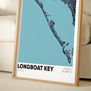 Longboat Key Map Print, Florida Wall Art, Longboat Key FL Poster - Etsy