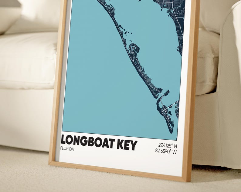 Longboat Key Map Print, Florida Wall Art, Longboat Key FL Poster - Etsy