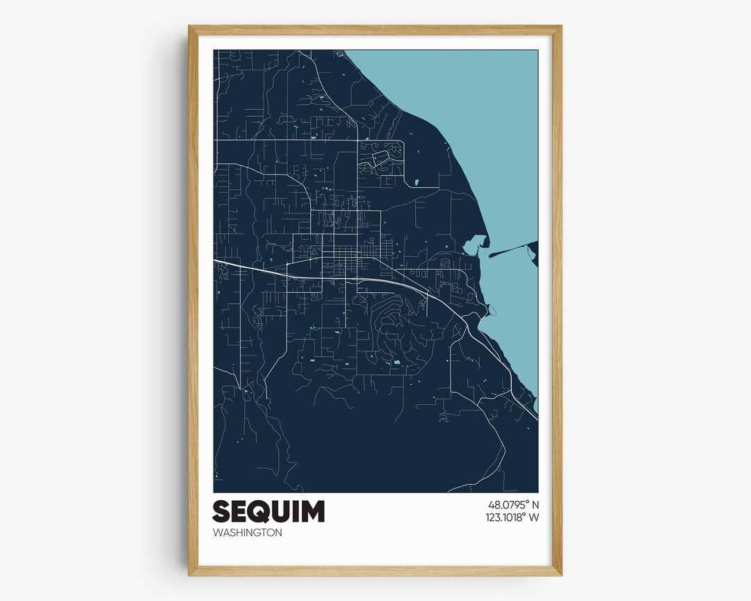 Sequim Map Print, Washington Wall Art, Sequim WA Poster - Etsy
