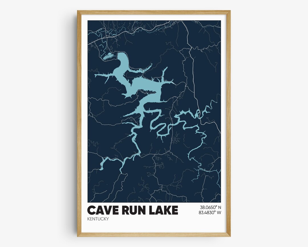 Cave Run Lake Map Print, Kentucky Wall Art, Cave Run Lake KY Poster - Etsy