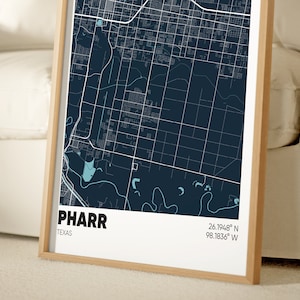 Pharr Map Print, Texas Wall Art, Pharr TX Poster - Etsy