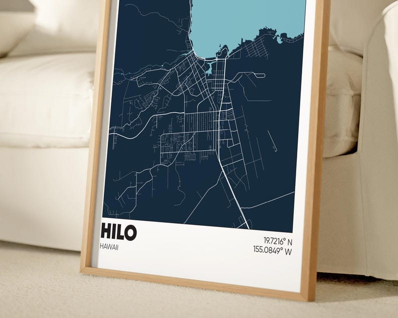 Hilo Map Print, Hawaii Wall Art, Hilo HI Poster - Etsy