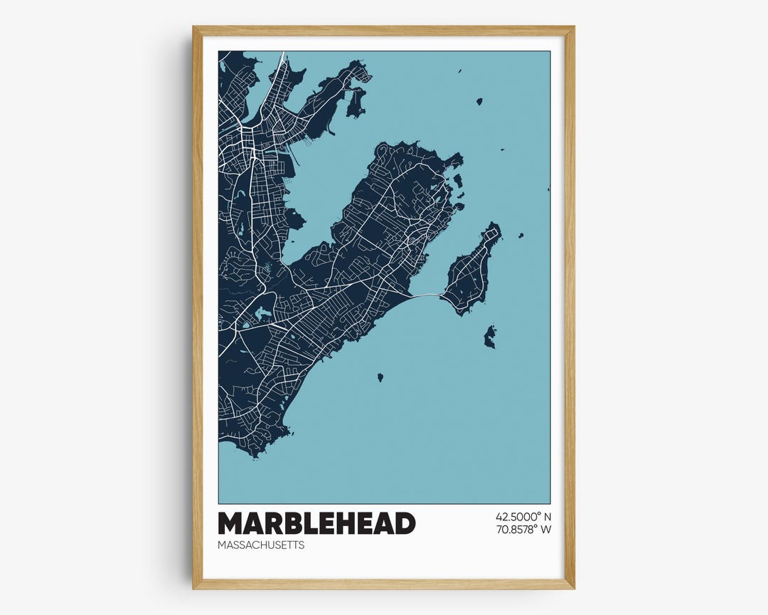 Marblehead Map Print, Massachusetts Wall Art, Marblehead MA Poster - Etsy