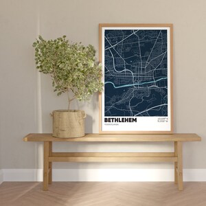 Bethlehem Map Print, Pennsylvania Wall Art, Bethlehem PA Poster - Etsy