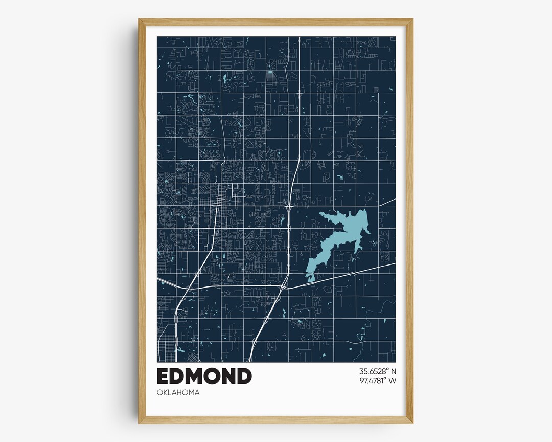 Edmond Map Print, Oklahoma Wall Art, Edmond OK Poster - Etsy