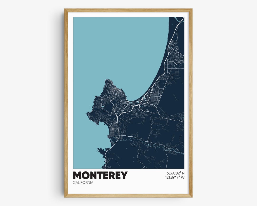 Monterey CA Map Print, California Wall Art, Monterey California Poster ...