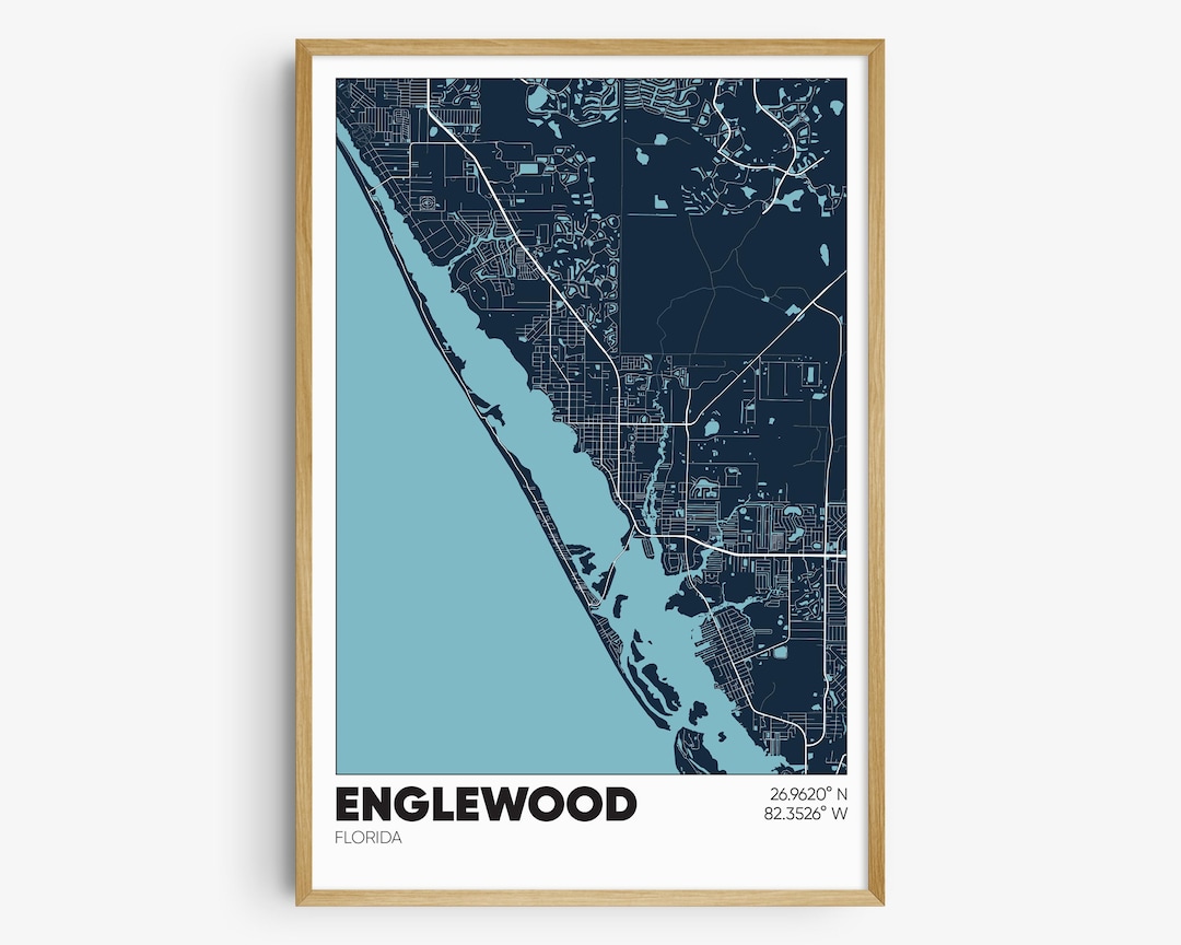 Englewood FL Map Print, Florida Wall Art, Englewood Florida Poster - Etsy
