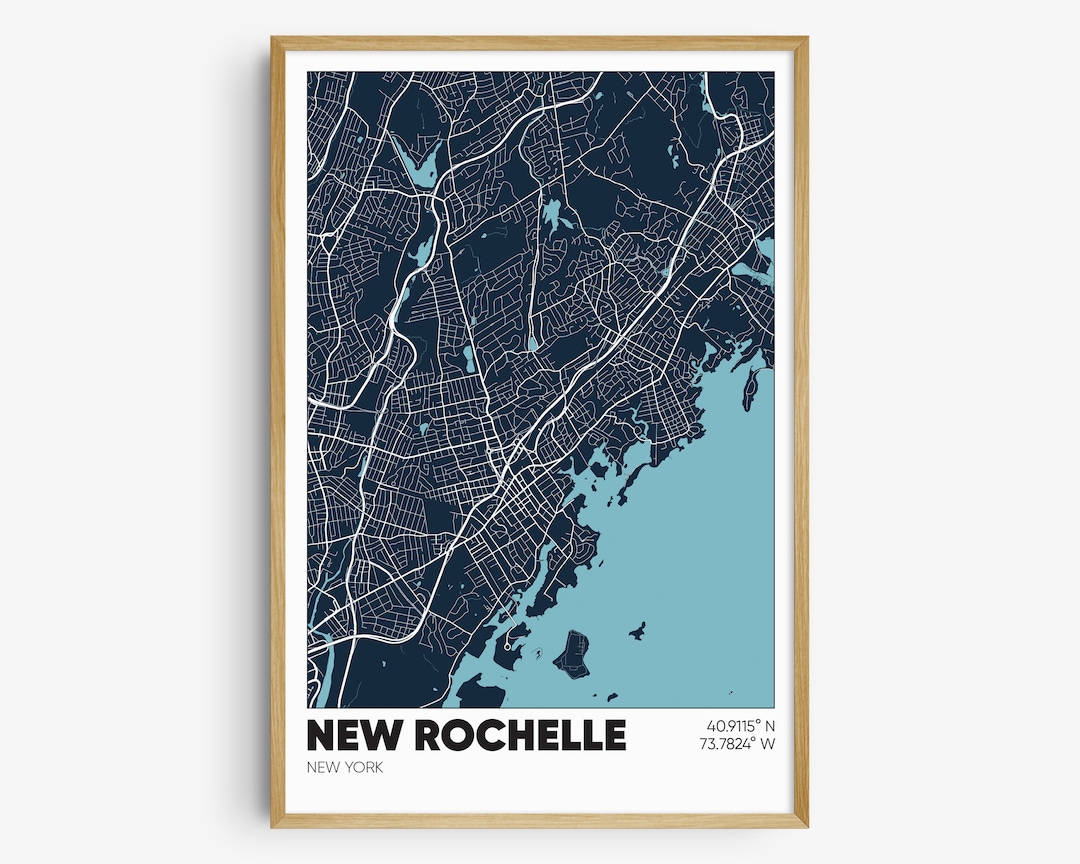 New Rochelle Map Print, New York Wall Art, New Rochelle NY Poster - Etsy
