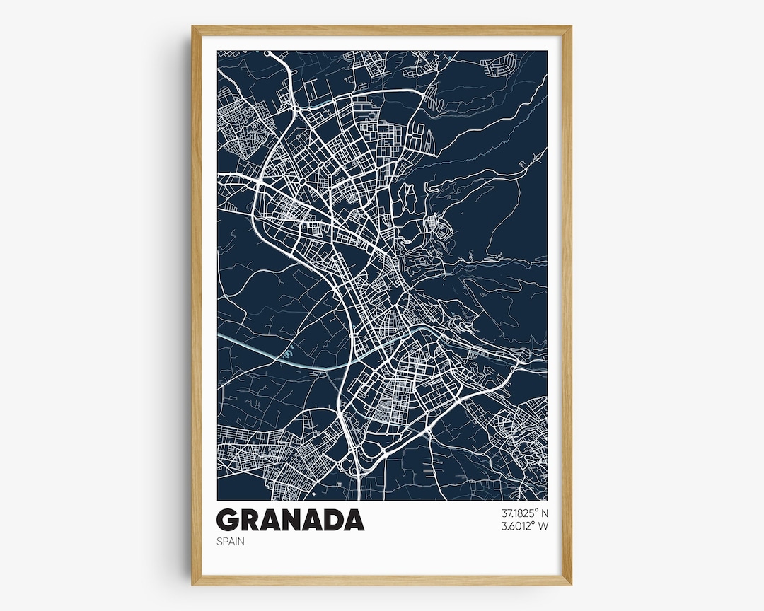 Granada Map Print, Spain Wall Art, Granada Spain Poster - Etsy