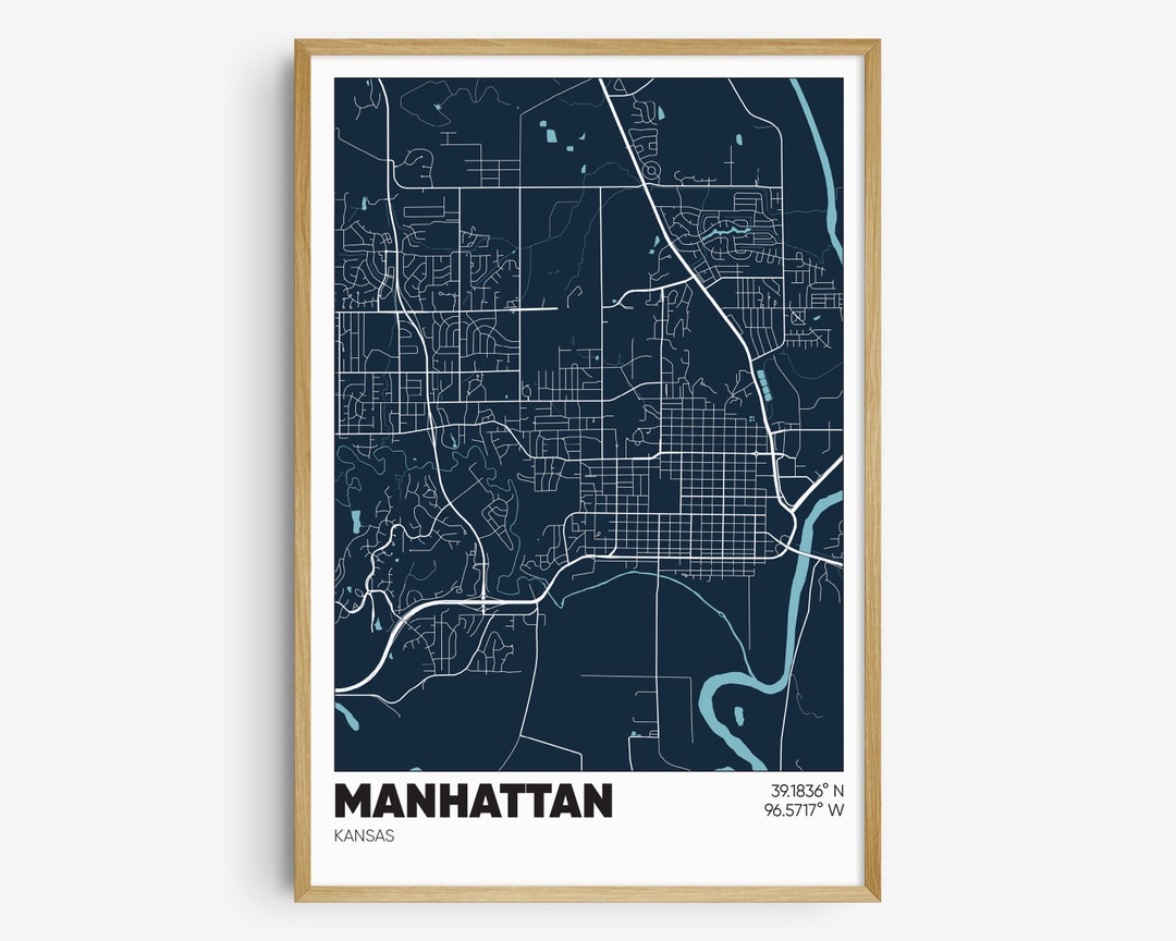 Manhattan Kansas Map Print, Kansas Wall Art, Manhattan KS Poster ...
