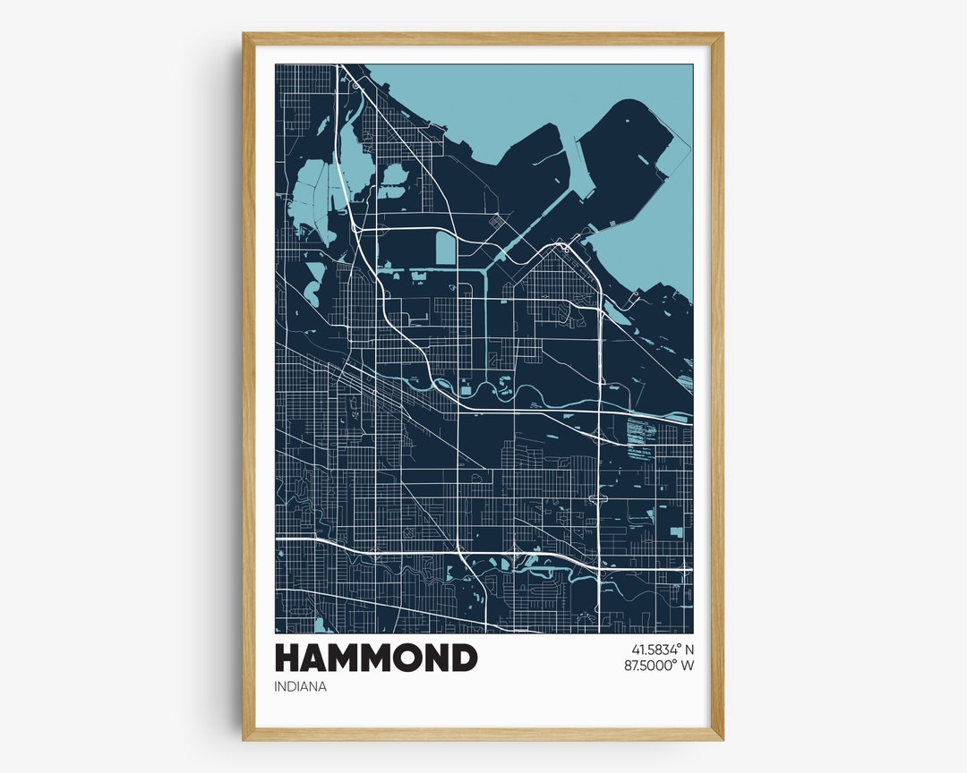 Hammond IN Map Print, Indiana Poster, Hammond Indiana Wall Art - Etsy