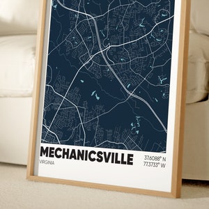 Mechanicsville Map Print, Virginia Wall Art, Mechanicsville VA Poster ...