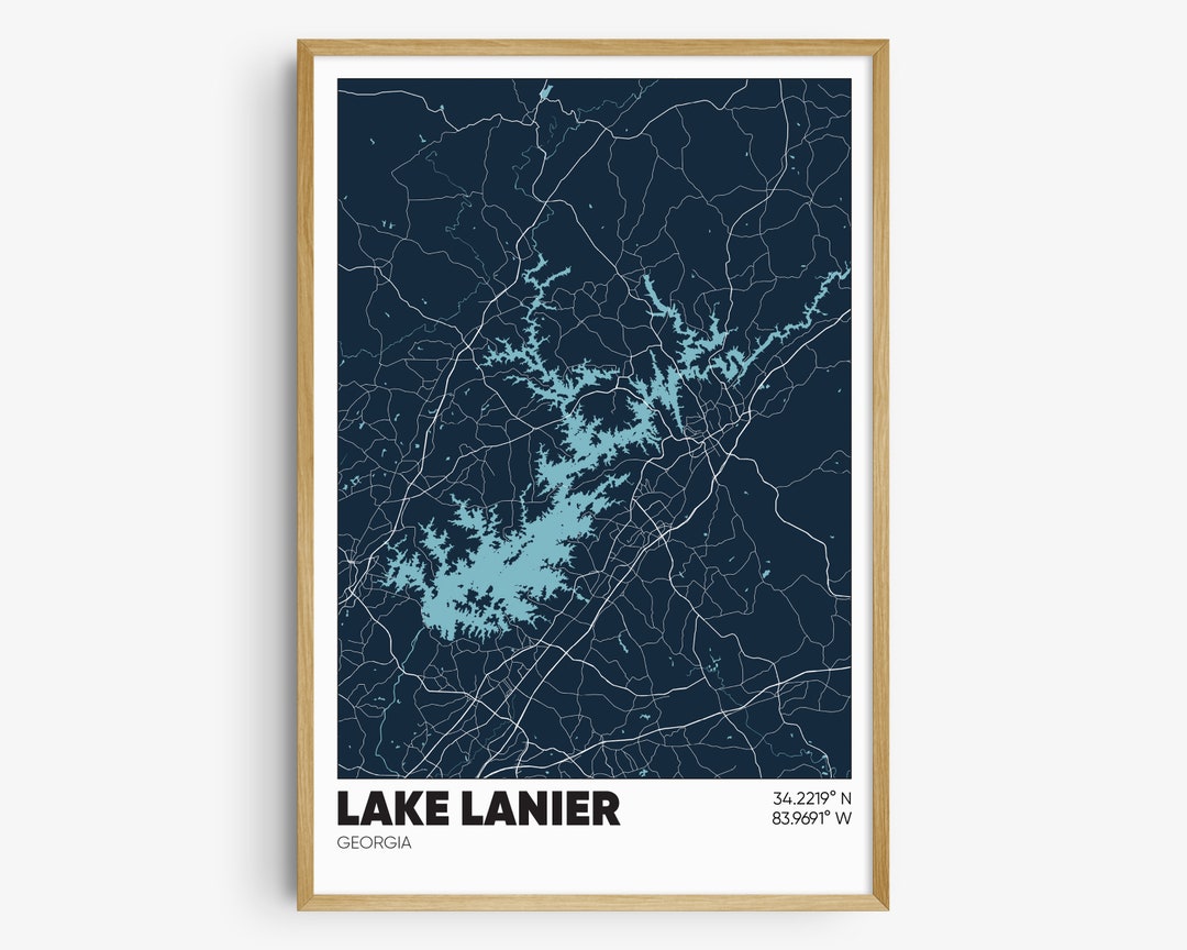 Lake Lanier Map Print, Georgia Wall Art, Lake Lanier GA Poster - Etsy