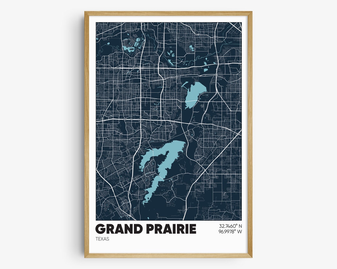 Grand Prairie Map Print, Texas Wall Art, Grand Prairie TX Poster - Etsy