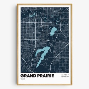 Grand Prairie Map Print, Texas Wall Art, Grand Prairie TX Poster - Etsy