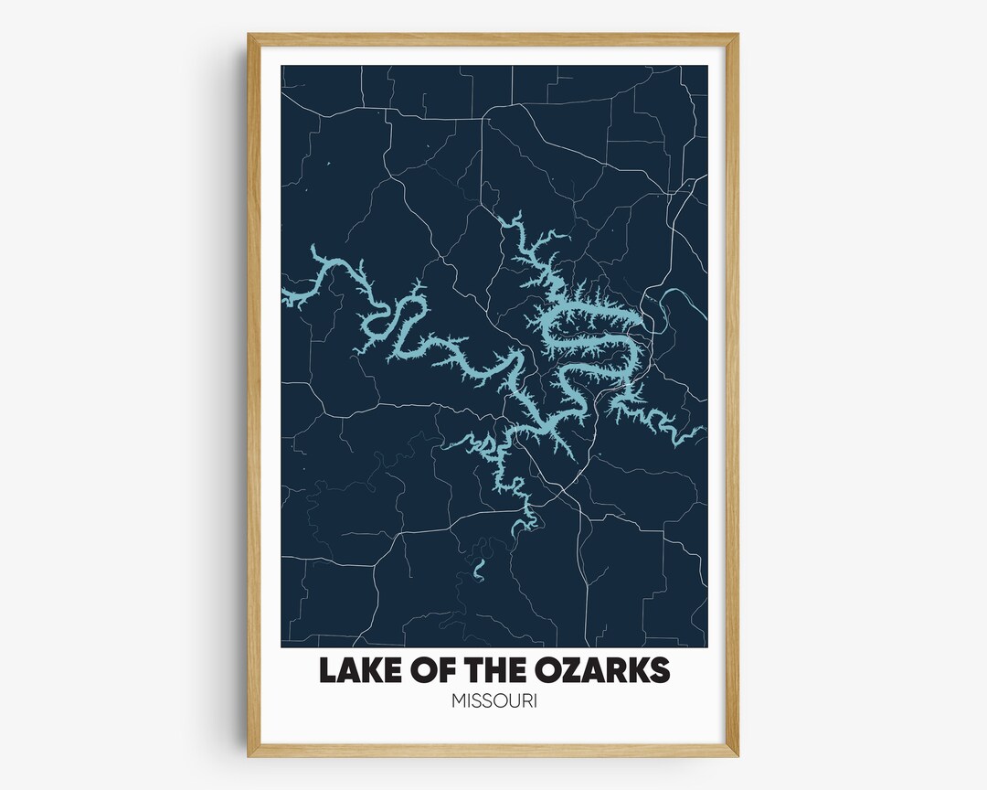 Lake of the Ozarks Map Print, Missouri Wall Art, Lake of the Ozarks MO ...