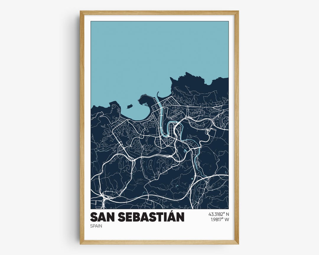 San Sebastian Map Print, Spain Wall Art, San Sebastian Spain Poster - Etsy