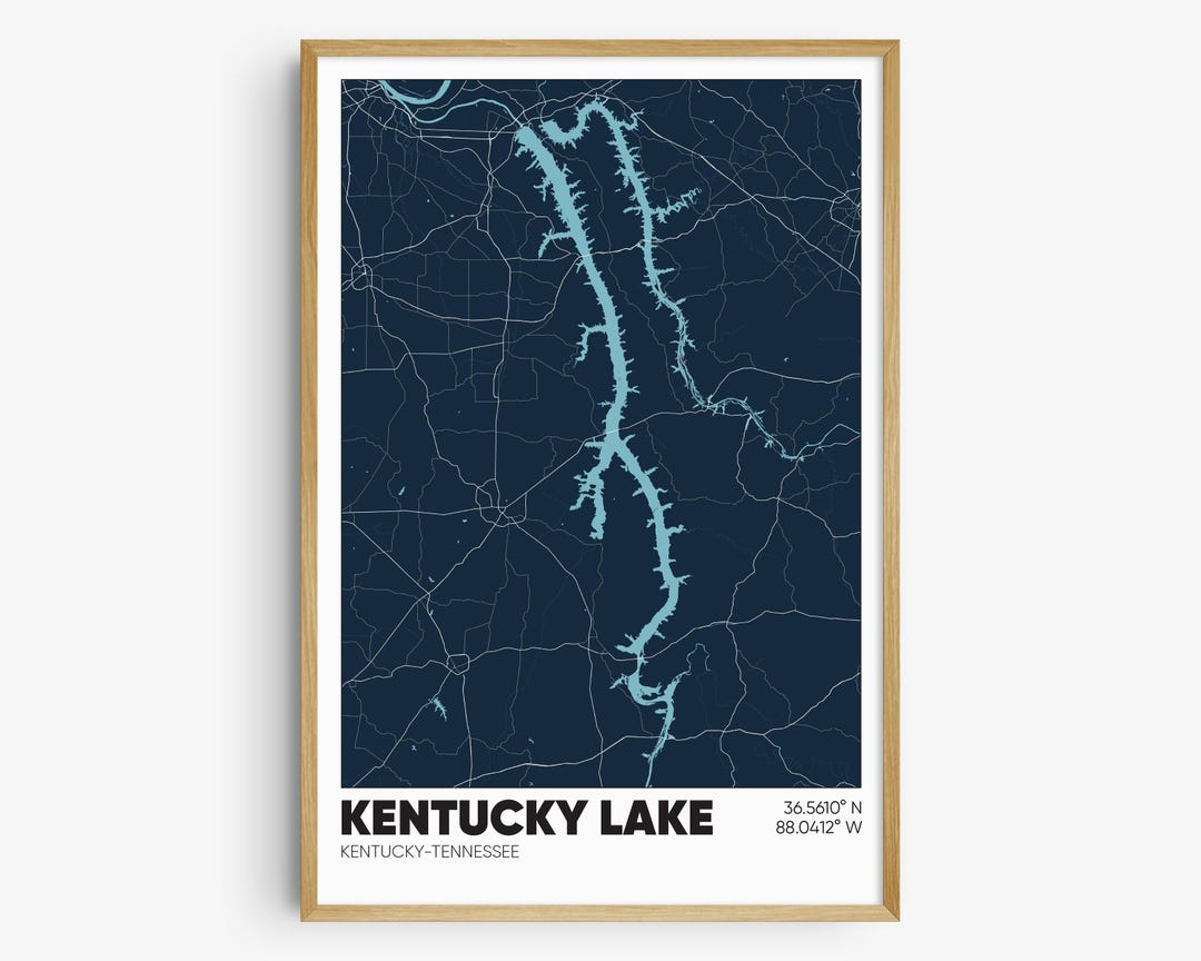 Kentucky Lake Map Print, Tennessee Wall Art, Kentucky Lake KY TN Poster ...