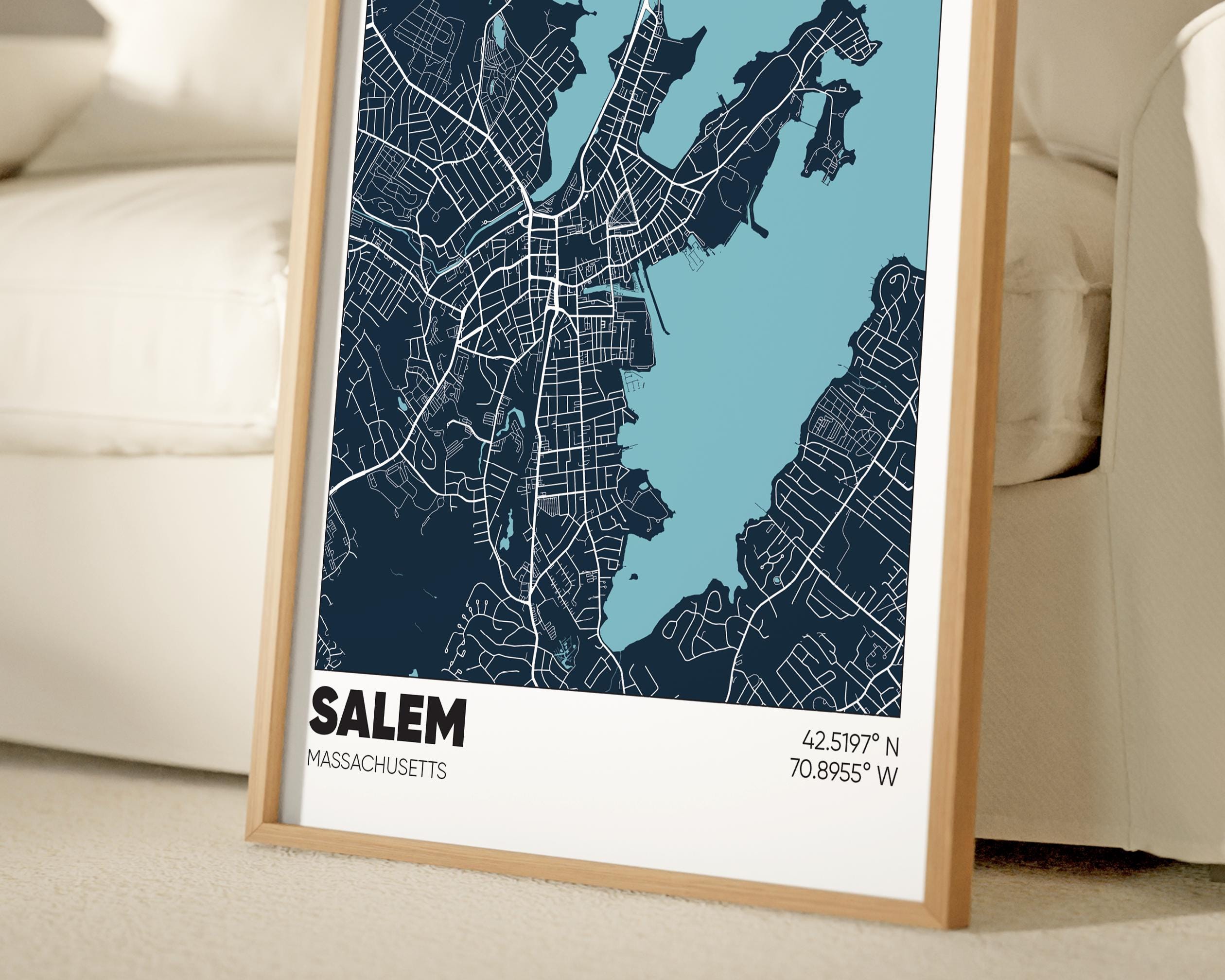 Salem MA Map Print, Massachusetts Wall Art, Salem MA Poster - Etsy
