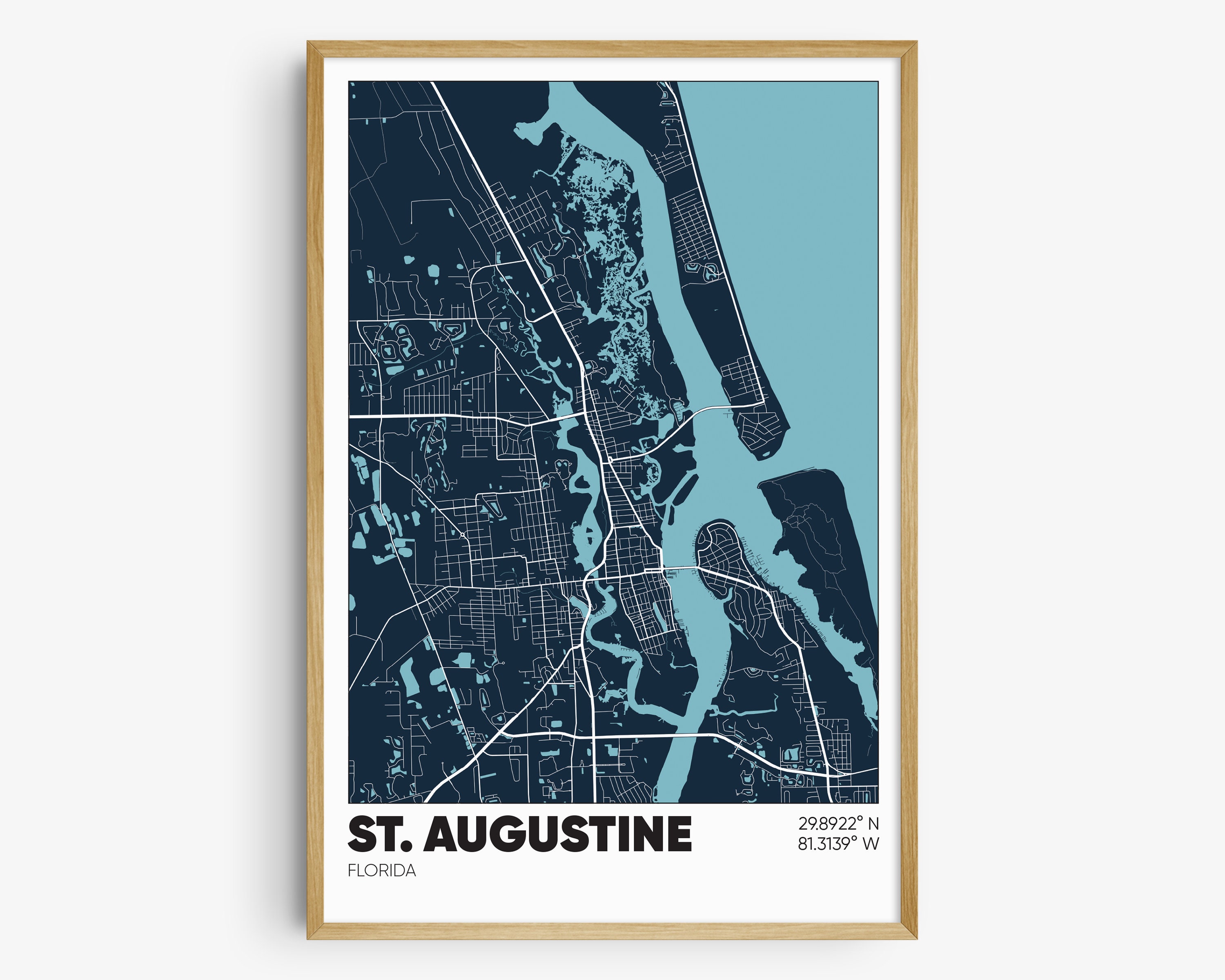 St. Augustine Map Print, Florida Wall Art, St. Augustine FL Poster - Etsy