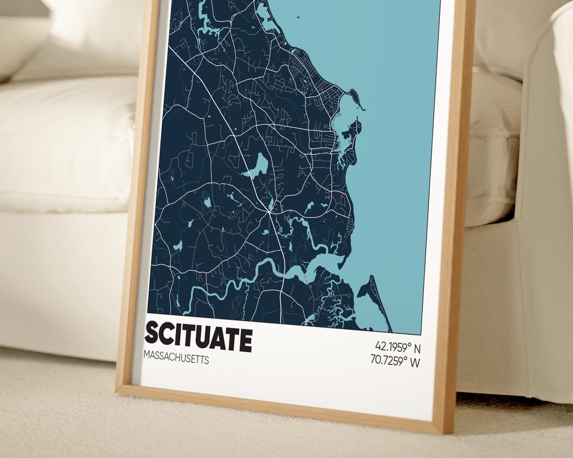 Scituate Map Print, Massachusetts Wall Art, Salem MA Poster - Etsy