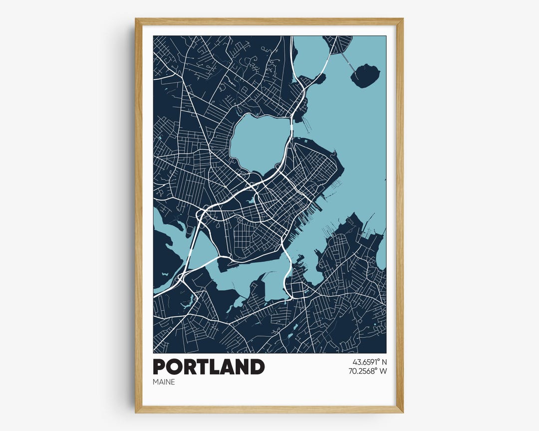 Portland ME Map Print, Maine Wall Art, Portland Maine Poster - Etsy
