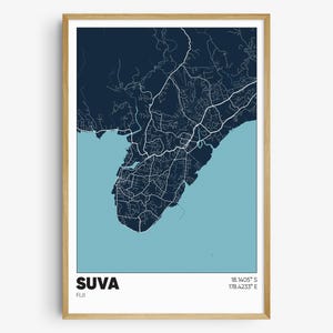 Suva Fiji Map Print, Fiji Wall Art, Suva Fiji Poster - Etsy