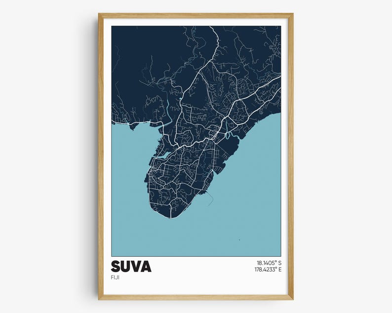Suva Fiji Map Print, Fiji Wall Art, Suva Fiji Poster - Etsy