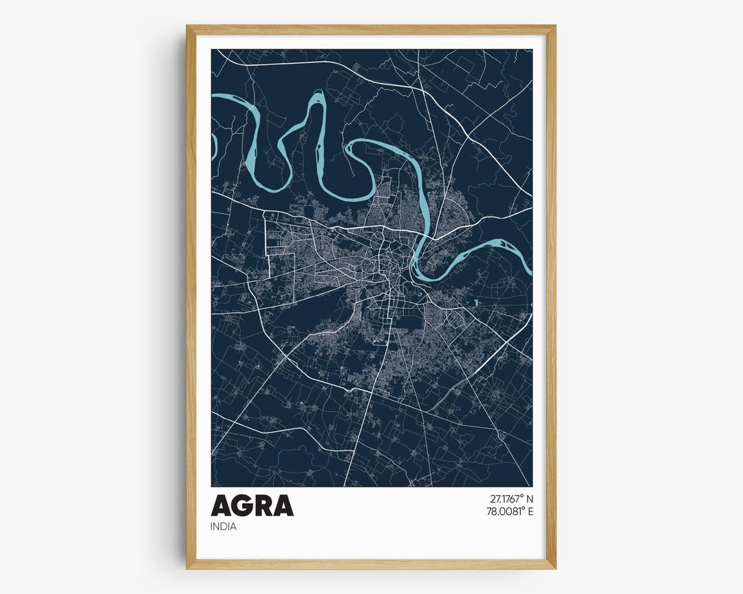 Agra India Map Print, India Wall Art, Agra India Poster - Etsy
